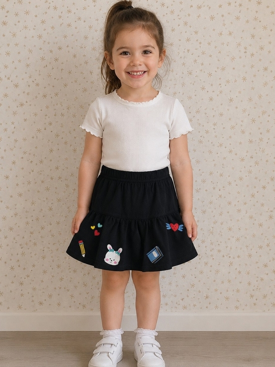 Bottoms | 425 Little Girl Skirt With Cute Embroidered Patches | Poshmark